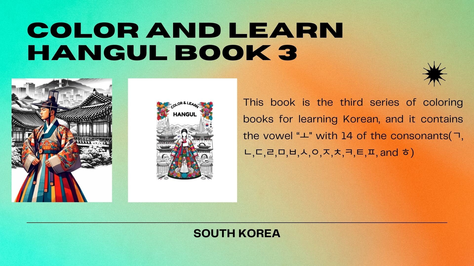 Color and Learn Hangul Book 3 / Korean Word/korean Coloring Book ...