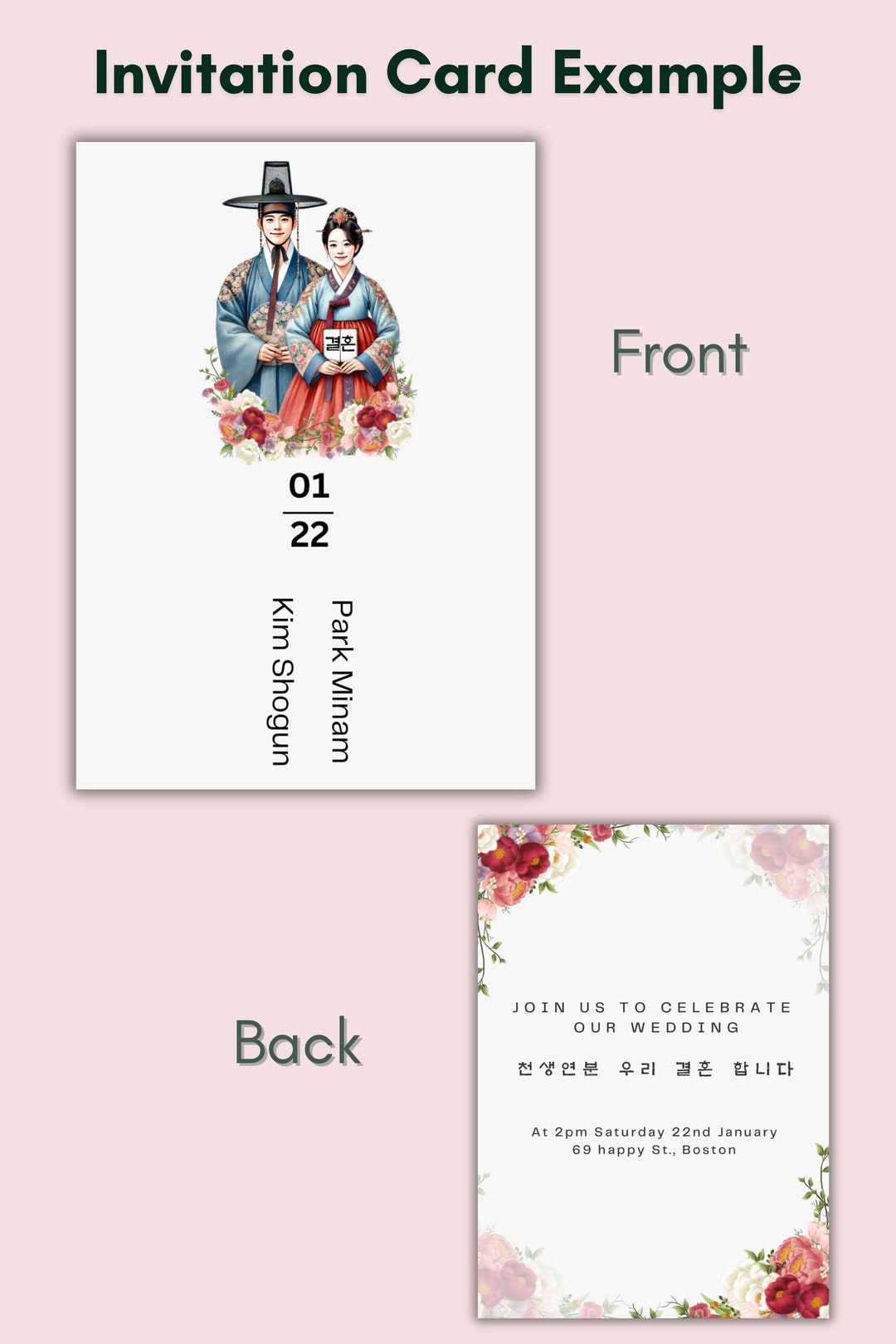 Korean Wedding Invitation Cards/personalized & Custom Wedding ...