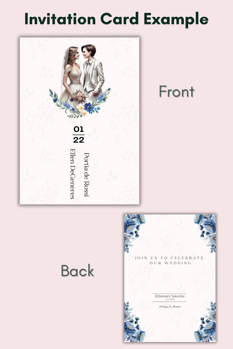 Lesbian Wedding Invitations//personalized & Custom Wedding Invitation ...