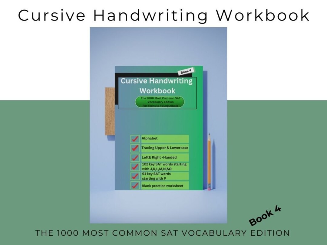 Cursive Handwriting Workbook:1000 Common SAT Vocabulary-book4/learn Cursive Writing Book/left ...
