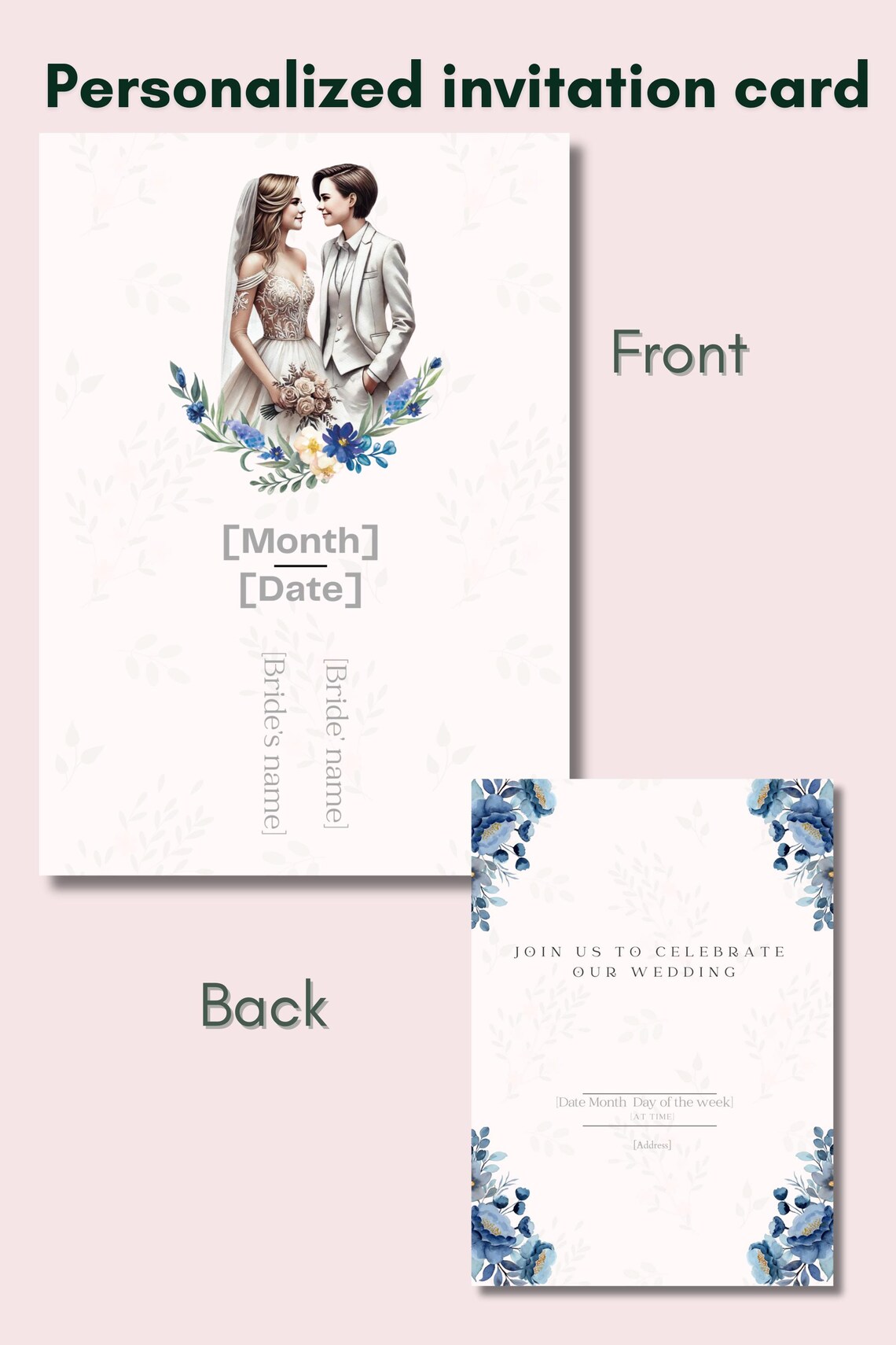 Lesbian Wedding Invitations//personalized & Custom Wedding Invitation ...
