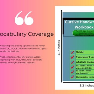 Cursive Handwriting Workbook:1000 Common SAT Vocabulary-book4/learn Cursive Writing Book/left ...