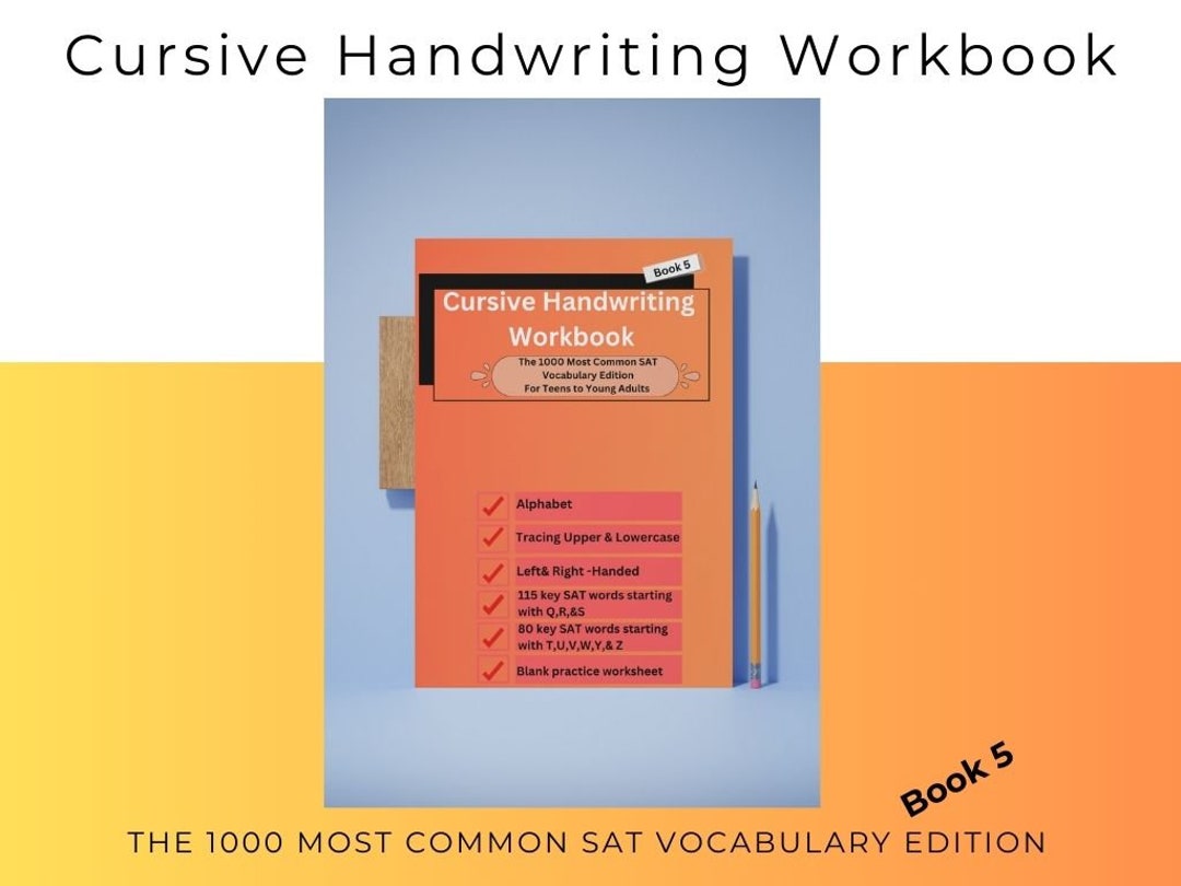 Cursive Handwriting Workbook:1000 Common SAT Vocabulary-book5/left ...