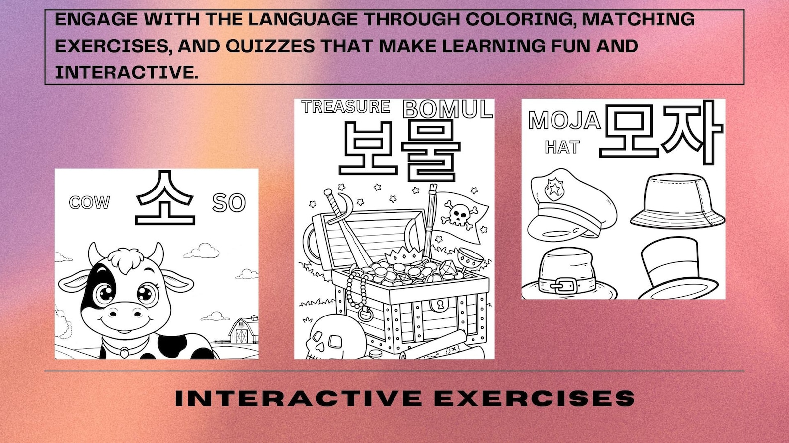 Color and Learn Hangul Book 3 / Korean Word/korean Coloring Book ...