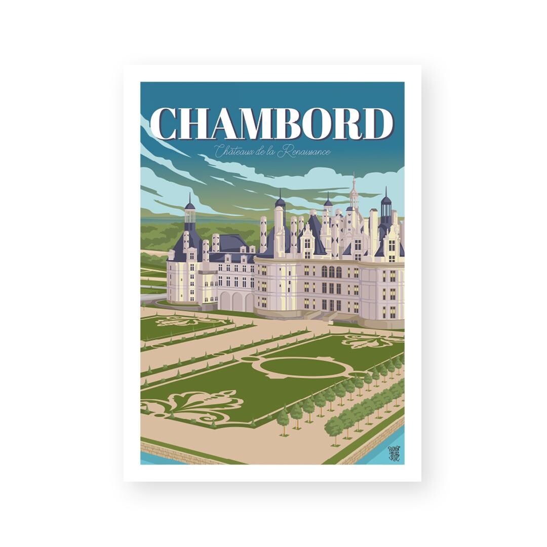 Poster "château De Chambord" Loir-et-cher Vintage Wall Poster - Etsy