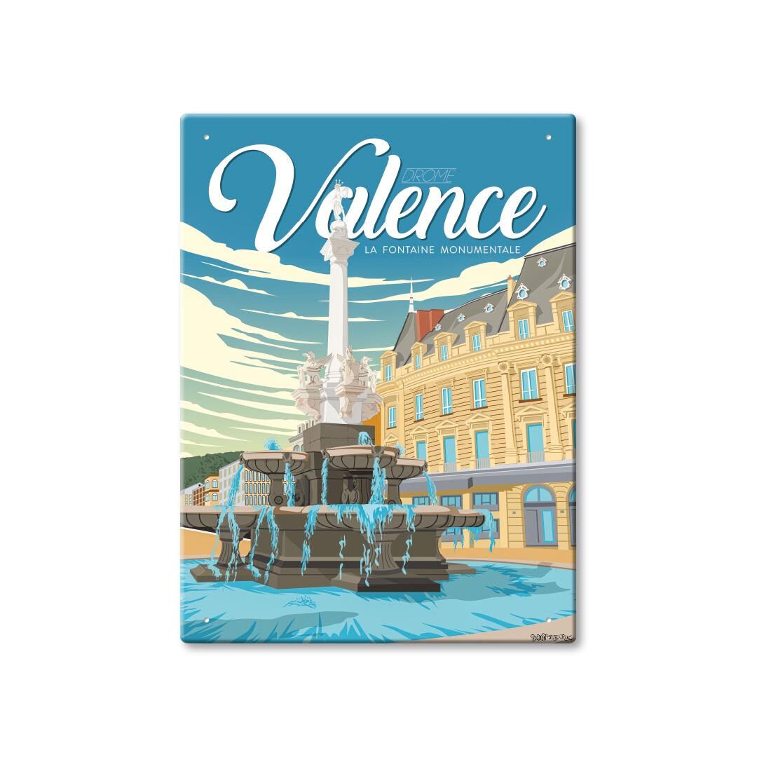 Vintage Metal Sign "the Monumental Fountain of Valence" Metal Poster ...