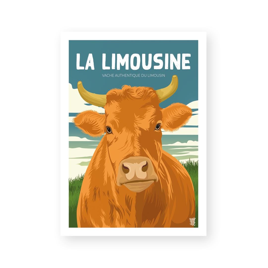 Poster "la Limousine" Cow Vintage Wall Poster - Etsy