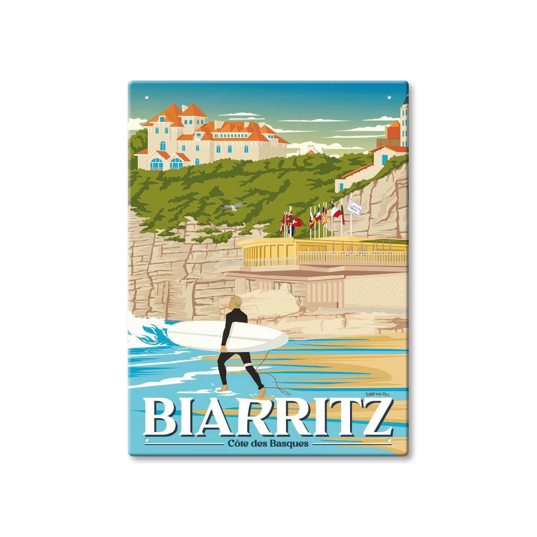 Vintage Metal Sign "biarritz" Metal Poster / Retro Metal Poster / Gift ...