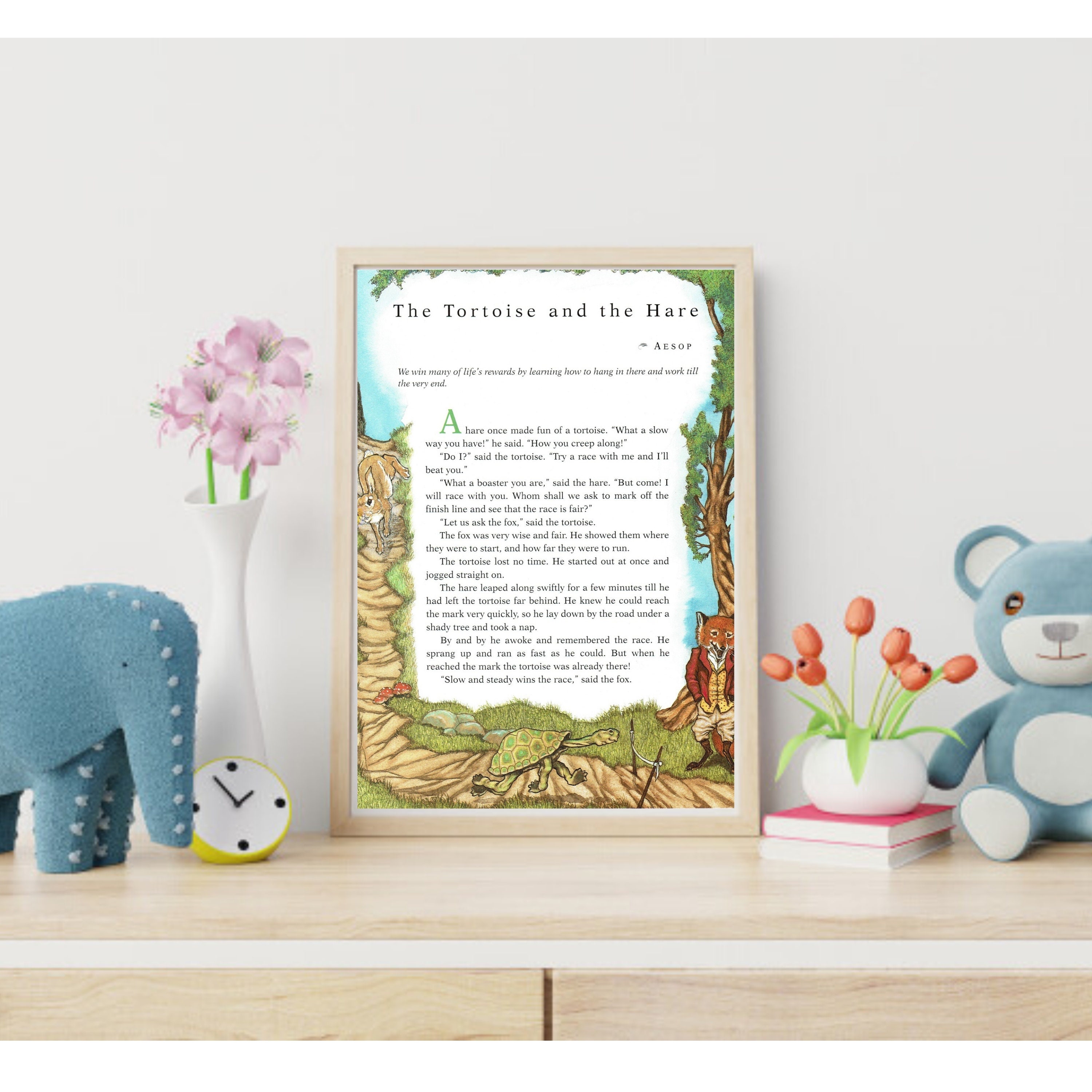 The Tortoise and the Hare Aesop Digital Print Nursery - Etsy