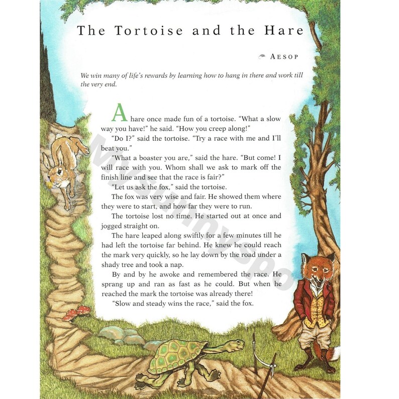 The Tortoise and the Hare Aesop Digital Print Nursery - Etsy