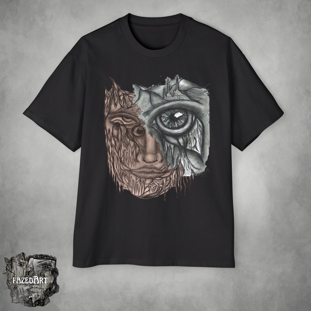 Edgy Alternative Oversized Streetwear, Dark Art T-shirt, Gothic Graphic ...