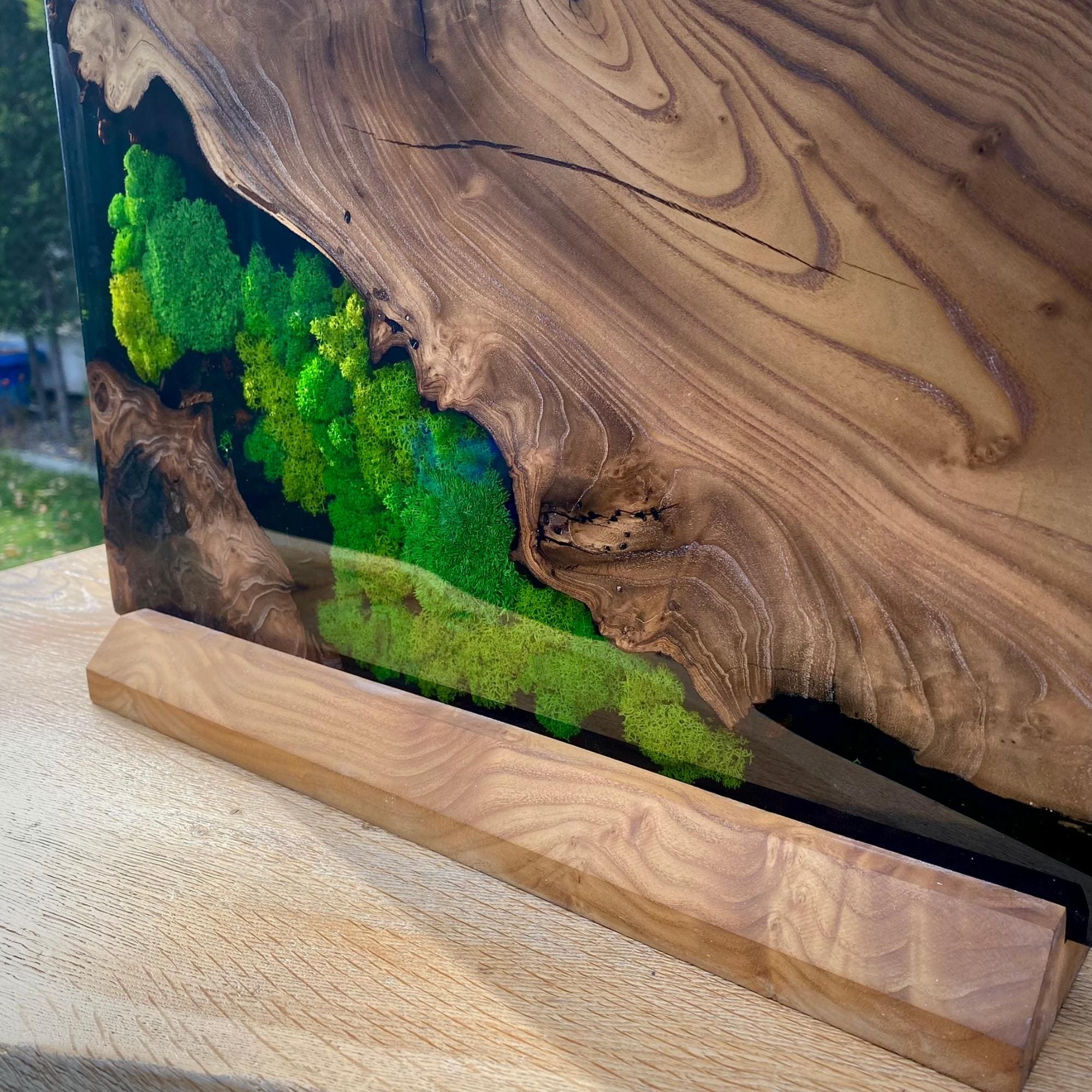 Handcrafted Wood and Epoxy Knife Block: Nature Inspired Moss Decor - Etsy
