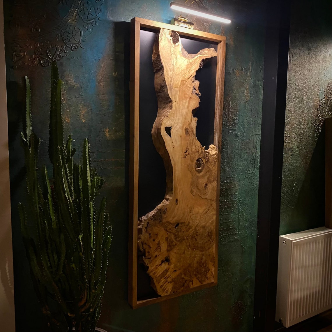 Handmade Live Edge Wood Wall Decor With Rechargeable LED Lighting ...