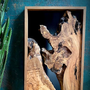 Handmade Live Edge Olive Wood Wall Art With Wood Frame,living Room ...