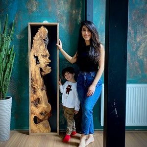 Unique Live Edge Olive Wood Wall Decor With Black Frame, Custom Made ...