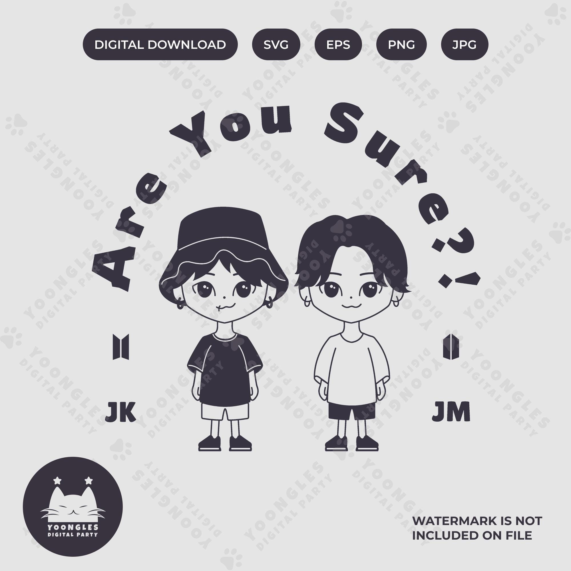Jimin Jungkook Are You Sure Vector | BTS Svg | ARMY Svg | Svg, Eps, Png ...