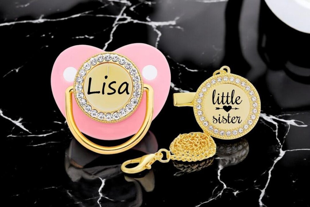 Personalized Pacifier With Name BPA Free Bling Gold Silver Pink Rose ...