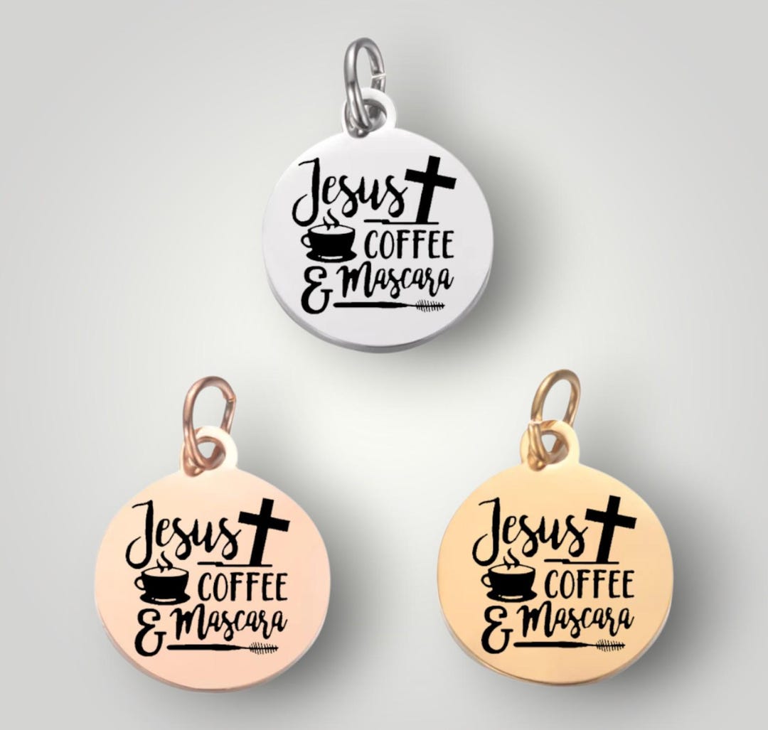 Jesus Coffee Mascara - Christian Charms - Gold Filled Charms - Bracelet ...