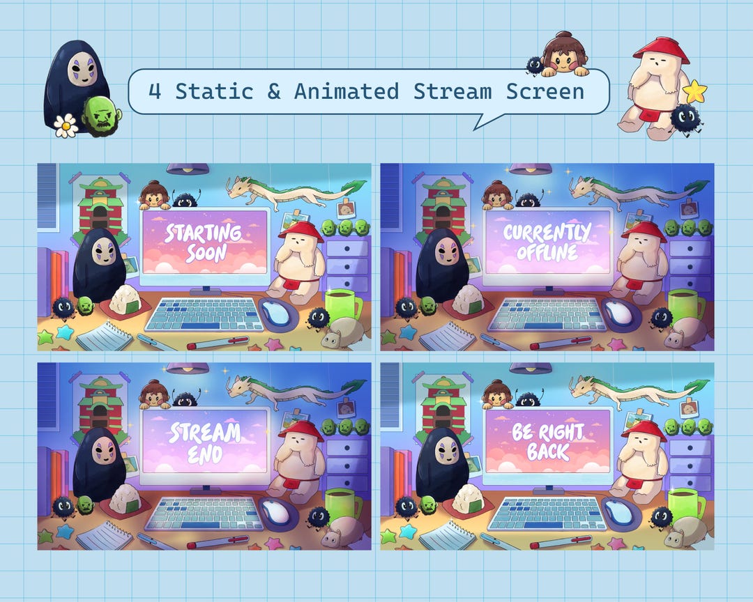 Spirited Away Stream Overlay: Animated Screens for Twitch (digital ...