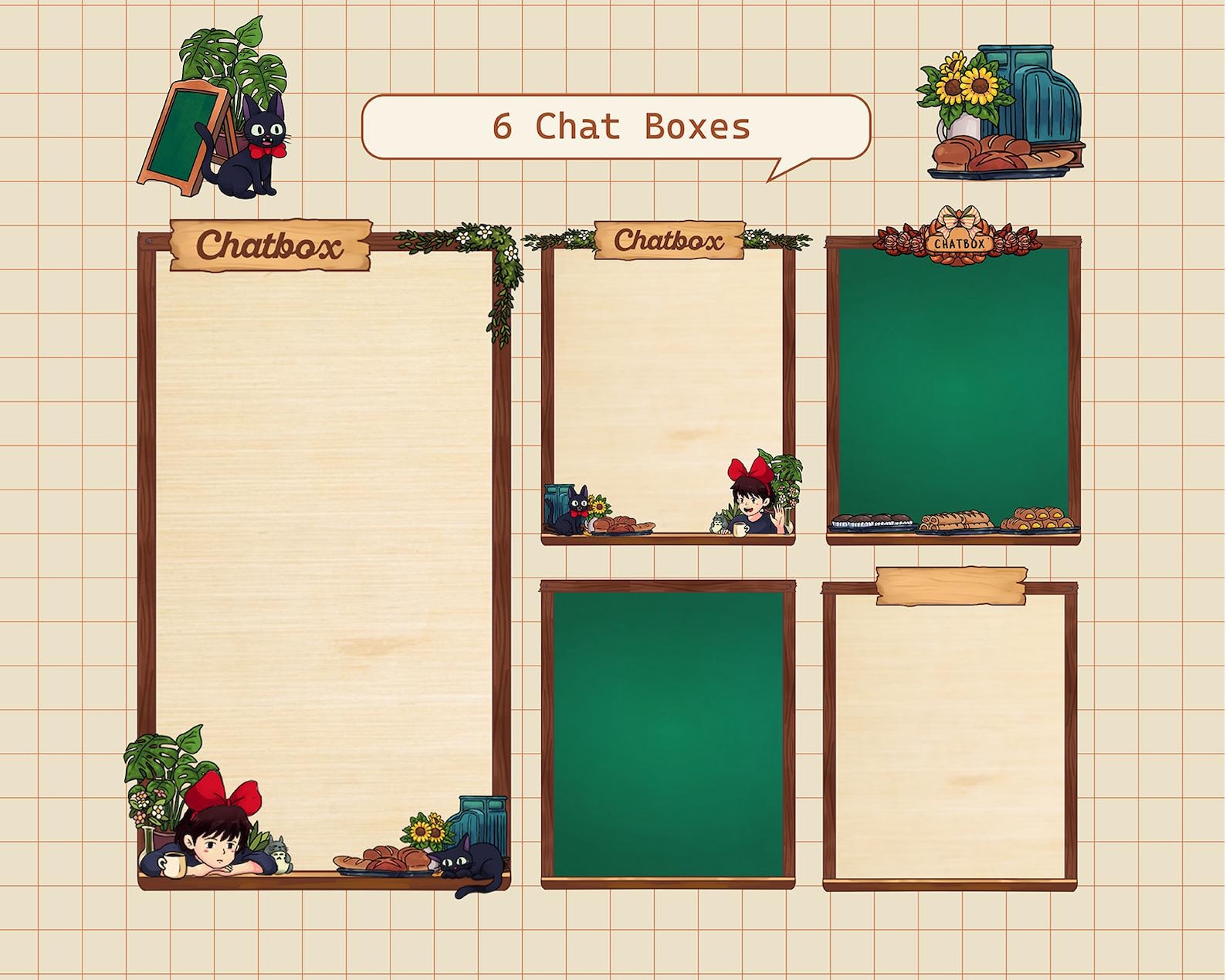 Magical Bakery Stream Overlay Package: Animated Kiki's Delivery Service ...