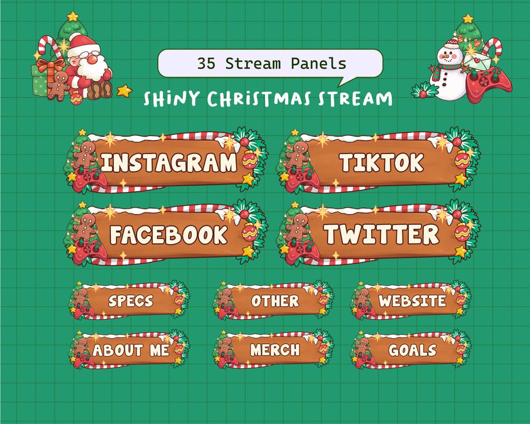 35 Shiny Christmas Stream Panels | Stream Asset Graphic for Streamers ...