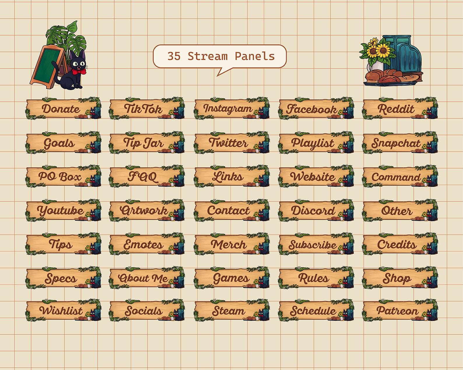 Magical Bakery Stream Overlay Package: Animated Kiki's Delivery Service ...