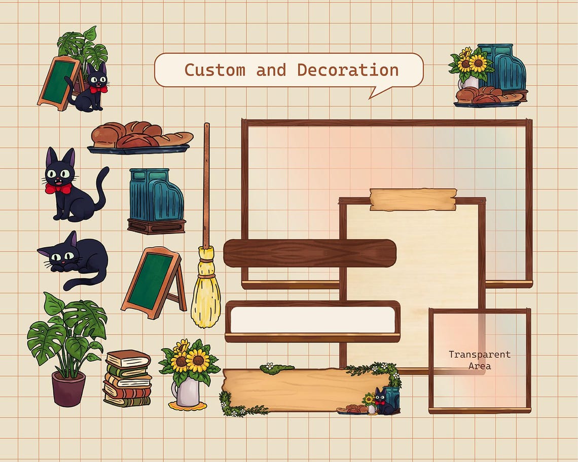 Magical Bakery Stream Overlay Package: Animated Kiki's Delivery Service ...