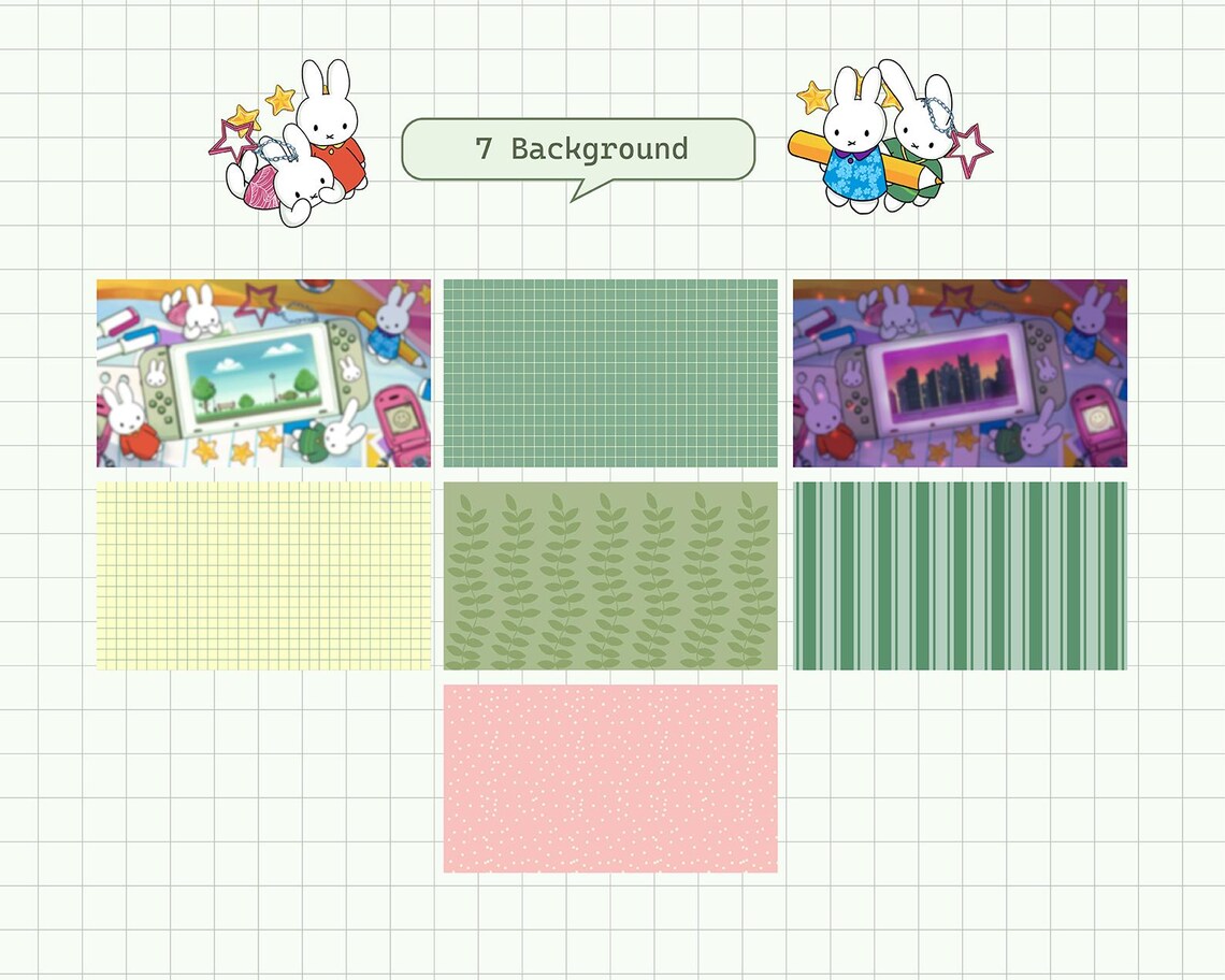 Kawaii Miffy Bunny Stream Overlay Package: Animated Twitch/vtuber ...