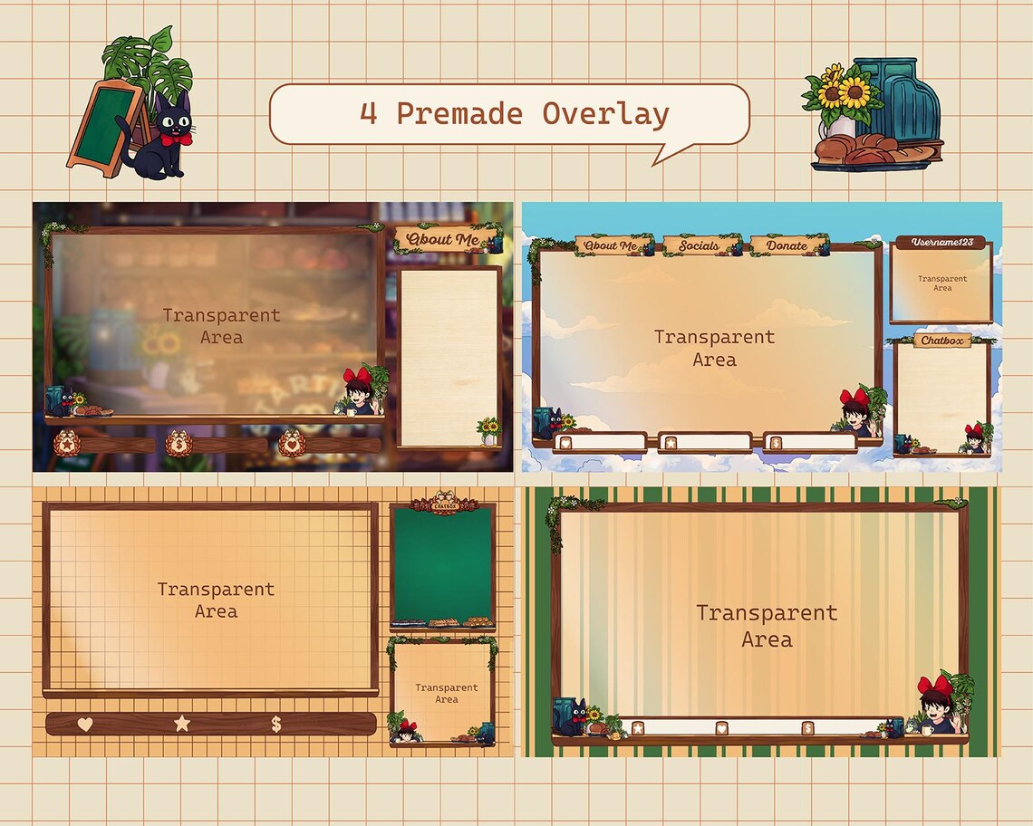 Magical Bakery Stream Overlay Package: Animated Kiki's Delivery Service ...