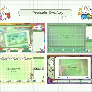 Kawaii Miffy Bunny Stream Overlay Package: Animated Twitch/vtuber ...