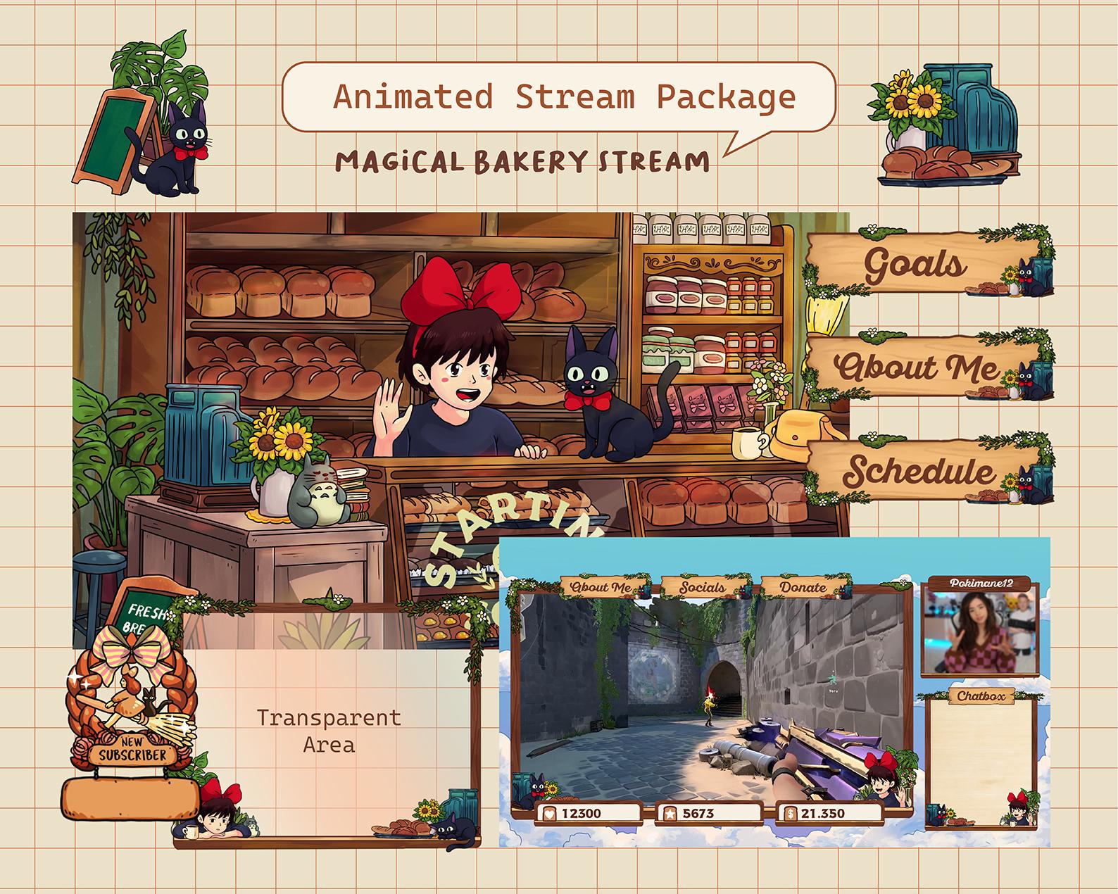 Magical Bakery Stream Overlay Twitch, Overlay Stream Package, Vtuber ...