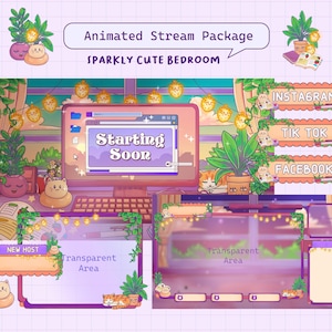 Sparkly Cute Bedroom Animated Stream Overlay Package (digital Download ...