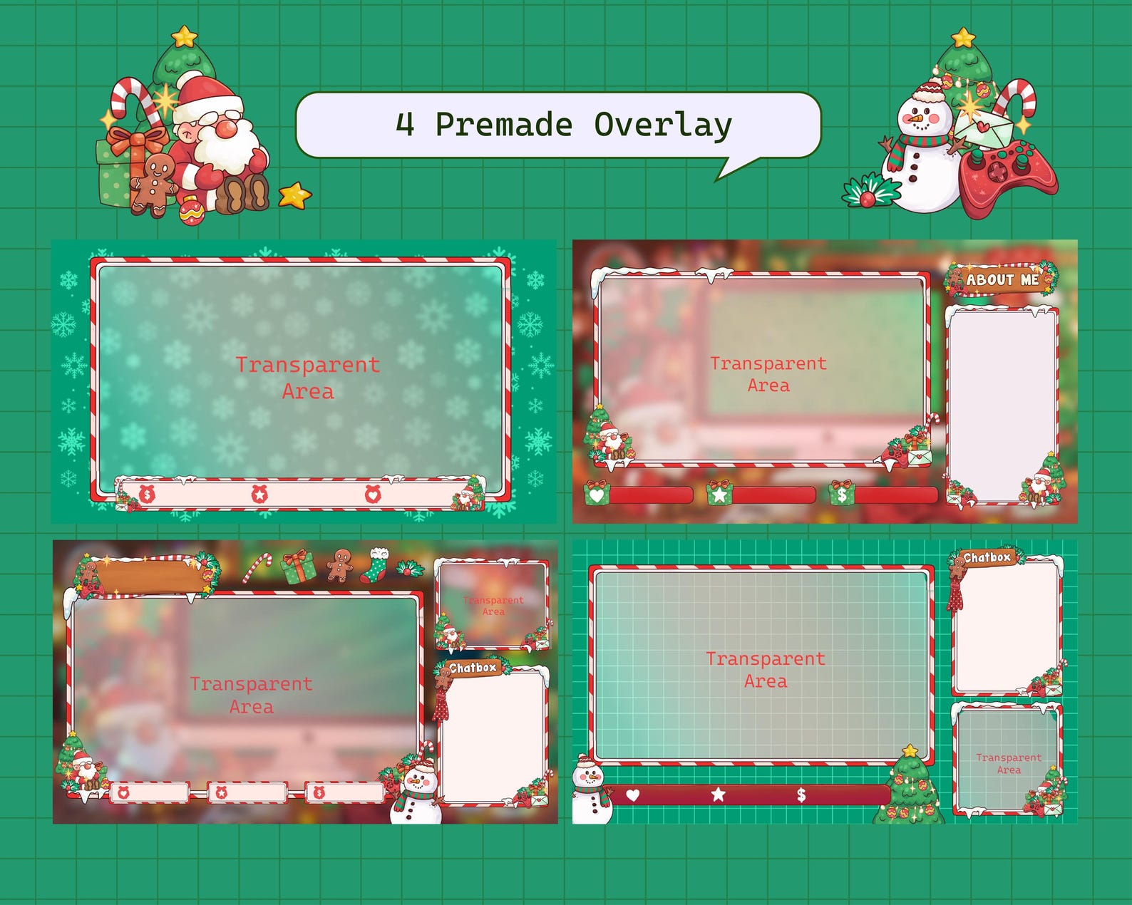 Shiny Christmas Stream Overlay | Holiday Stream Assets | Twitch ...