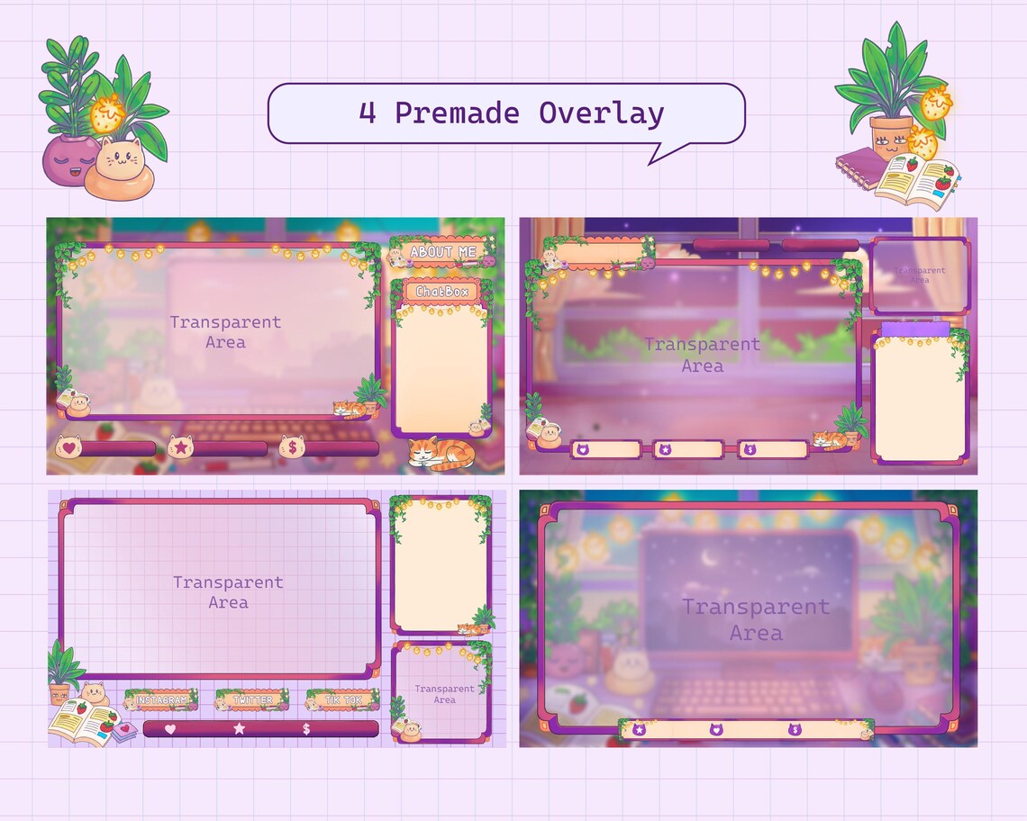 Sparkly Cute Bedroom Animated Stream Overlay Package (digital Download ...