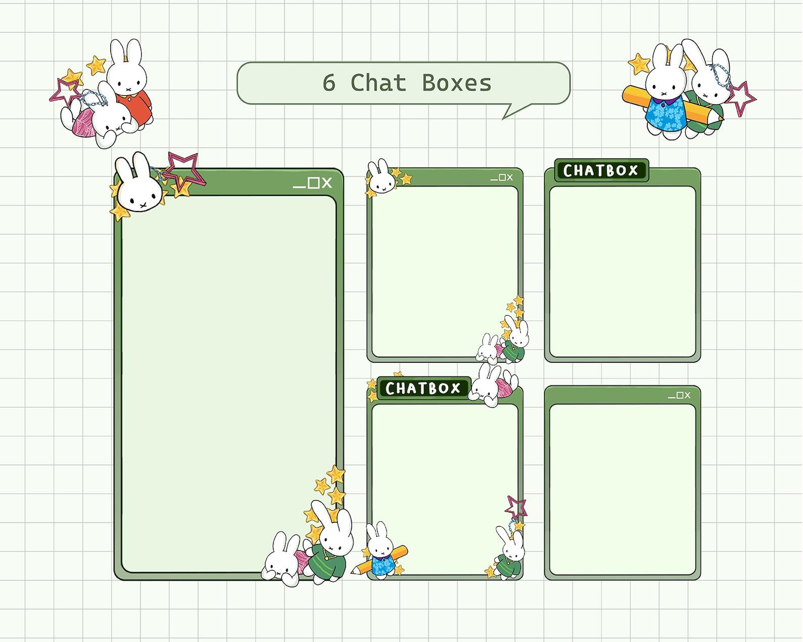 Kawaii Miffy Bunny Stream Overlay Package: Animated Twitch/vtuber ...