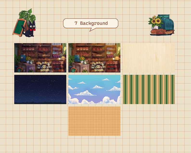 Magical Bakery Stream Overlay Package: Animated Kiki's Delivery Service ...