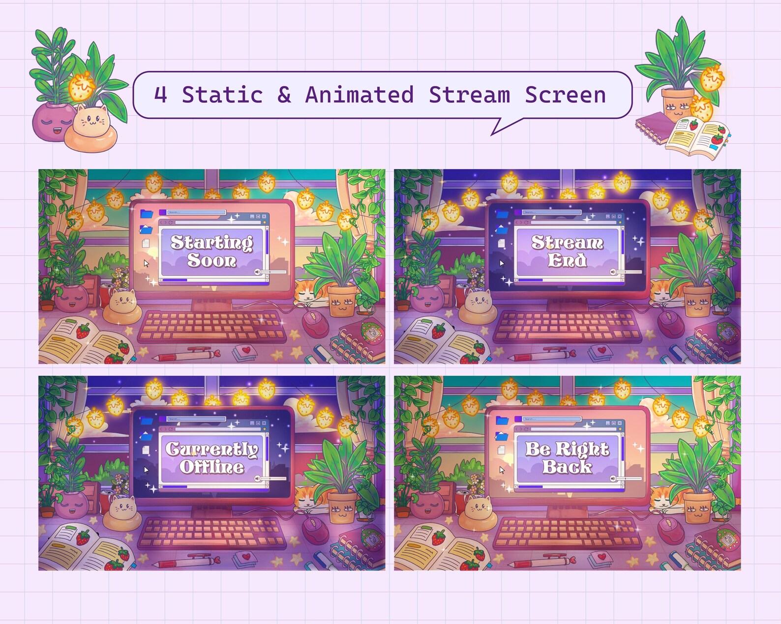 Sparkly Cute Bedroom Animated Stream Overlay Package (digital Download ...