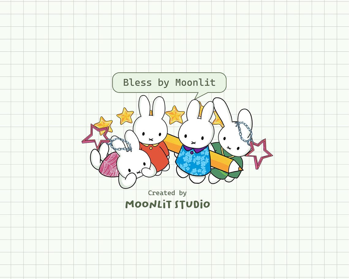Kawaii Miffy Bunny Stream Overlay Package: Animated Twitch/vtuber ...