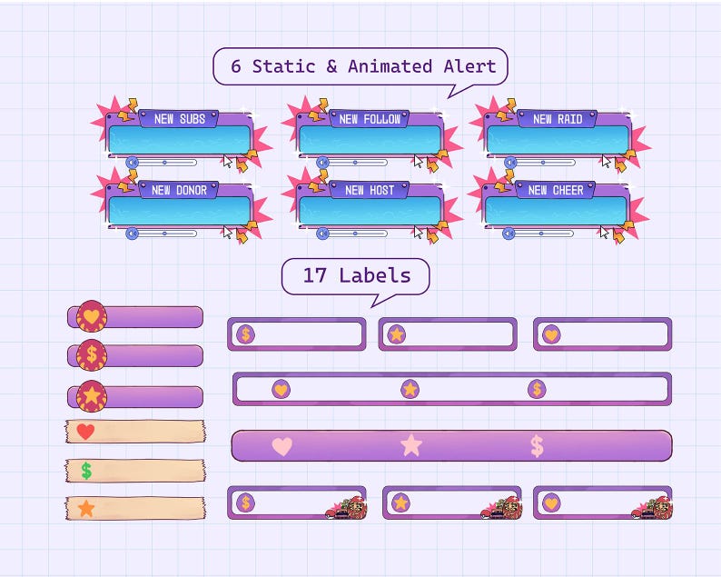 Lofi Chill Stream Overlay Package: Animated Twitch Overlay (digital ...