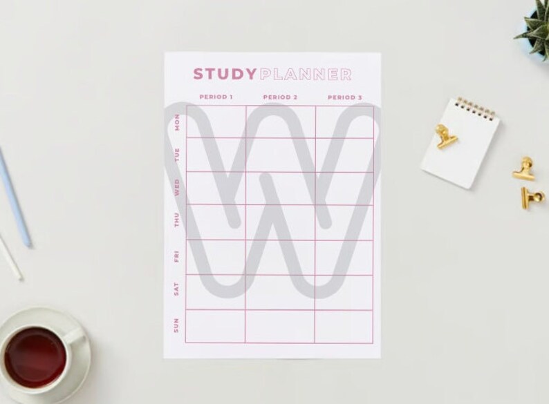 Minimalist Exam Timetable Printable in Pink A4, A5, Fillable PDF ...