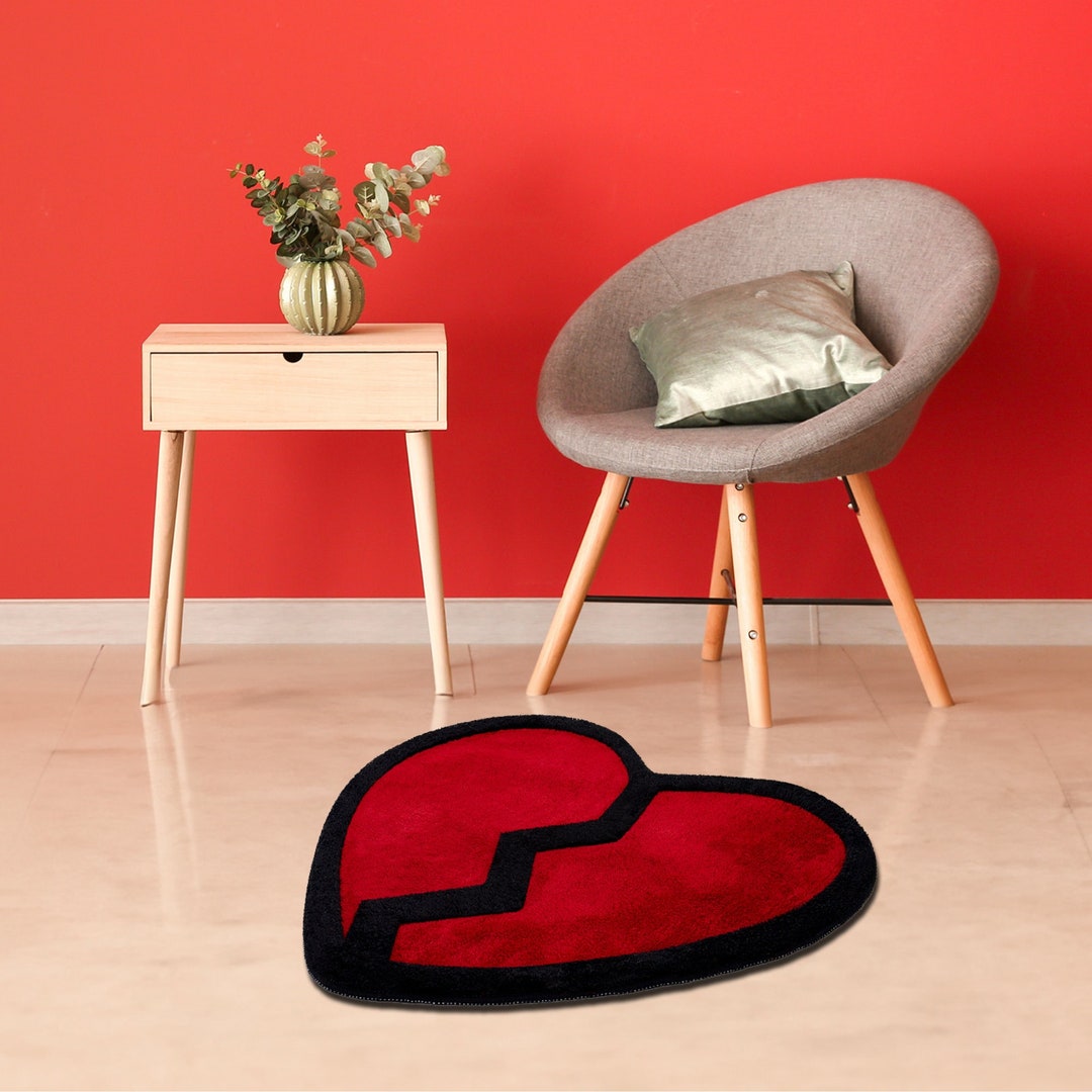Broken Heart Rug for Kids Room Hand Tufted Area Rug Handmade Fluffy ...
