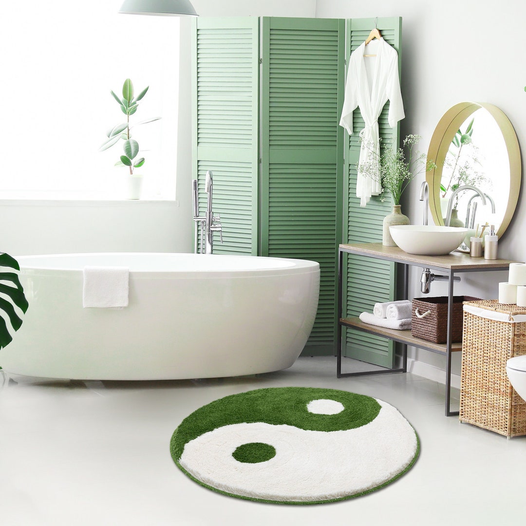 Green Yin Yang Rug Hand Tufted Yin Yang Rug Handmade Tufted Rugs Asian ...