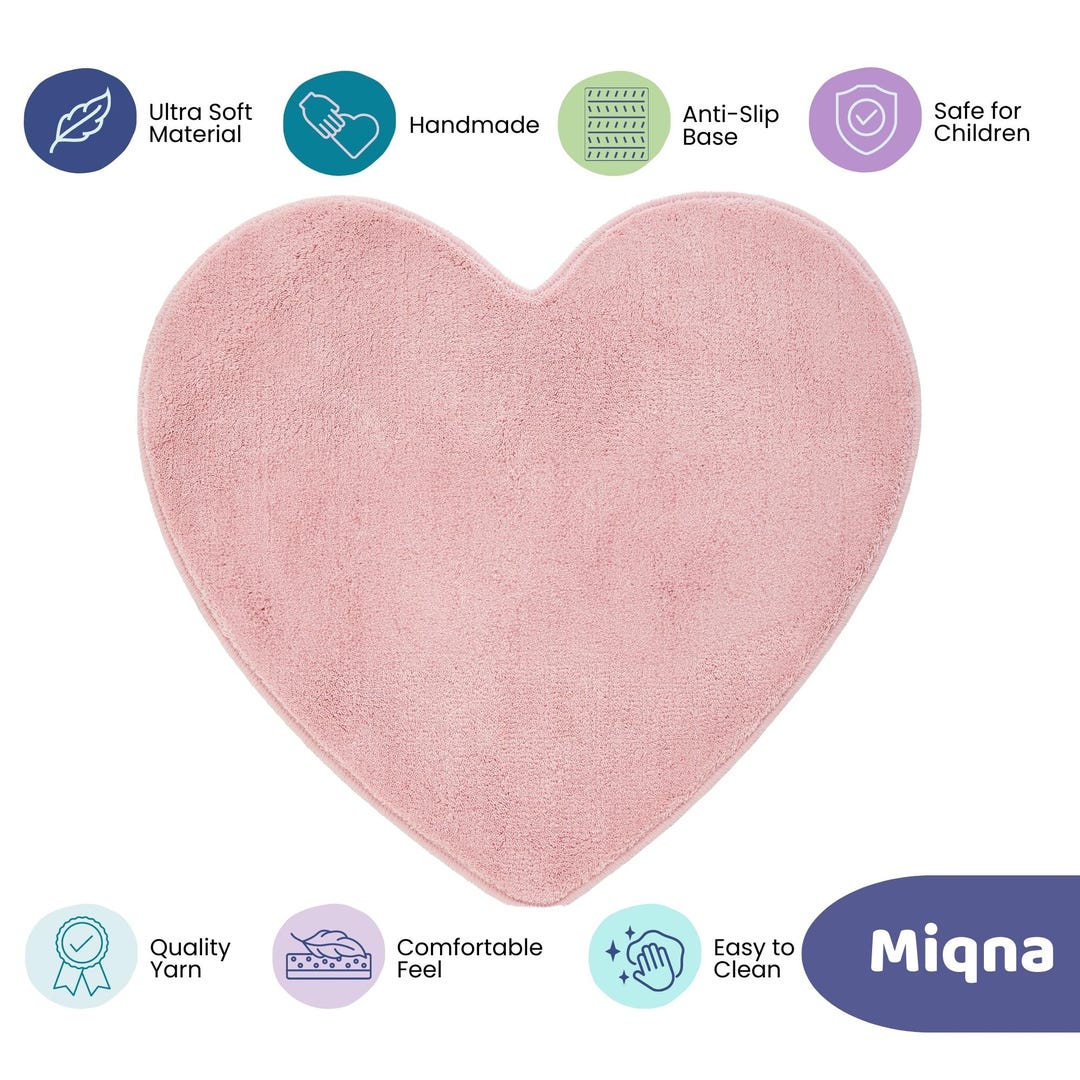 Pink Heart Rug for Kids Room Hand Tufted Heart Rug Fluffy Heart Rug for ...