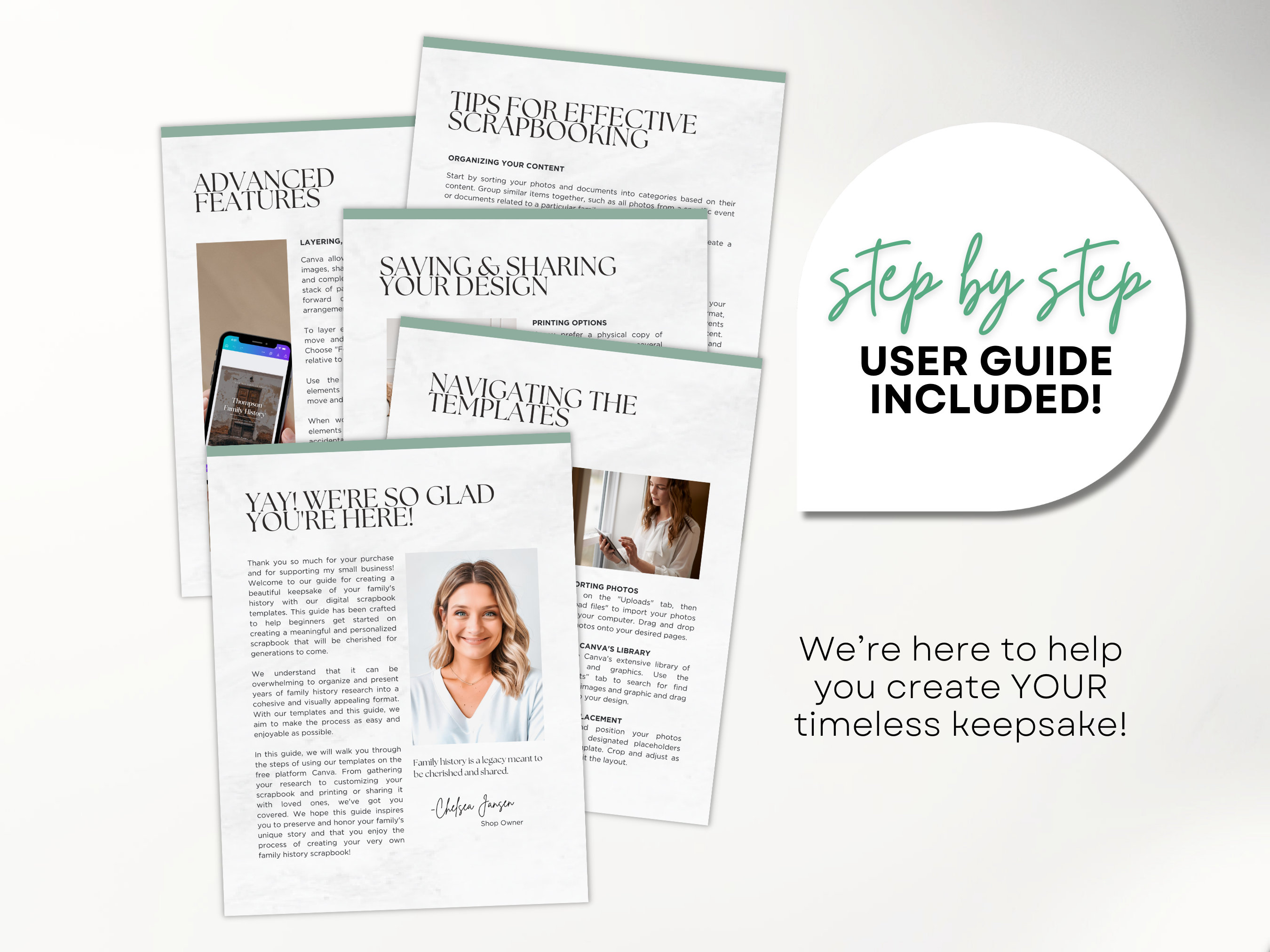 Printable Genealogy Scrapbook | 100 Page Layouts for Family History and ...