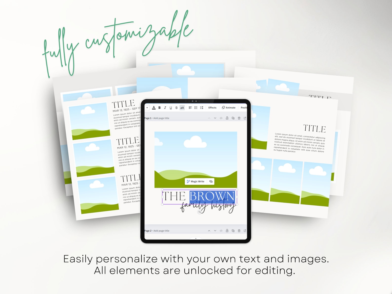 Printable Genealogy Scrapbook | 100 Page Layouts for Family History and ...