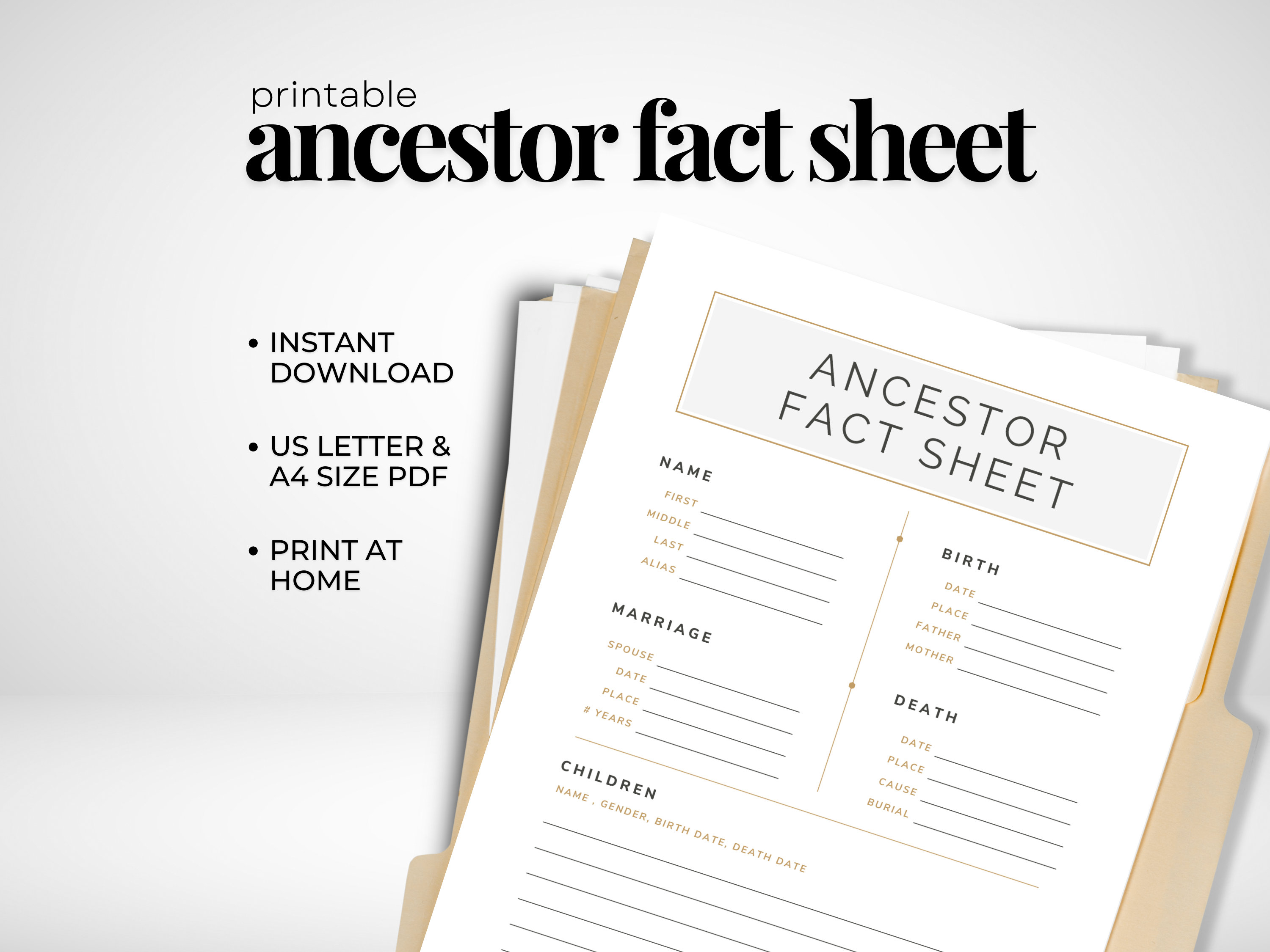 Printable Ancestor Fact Sheet – Genealogy Research Tool for Beginners ...