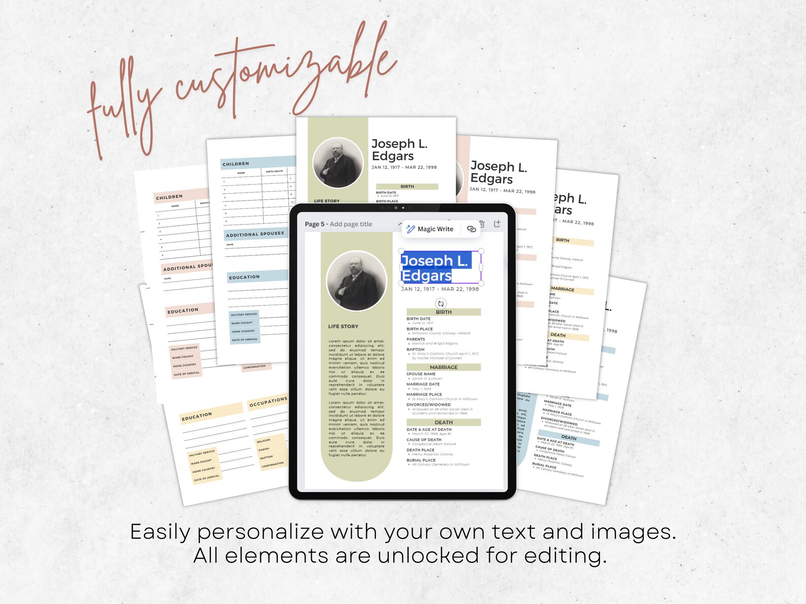 Genealogy Profile Template for Ancestor Research | Printable ...