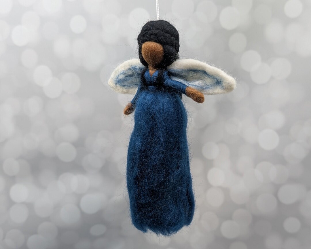 Felted Angel. Wool Fairy. Needle Felted Christmas Ornament. Black, Dark ...