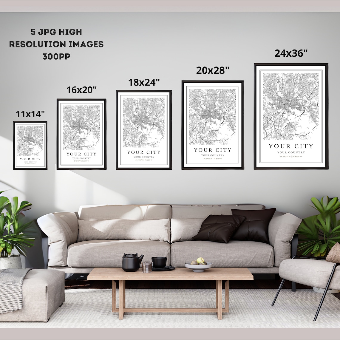 Mapa de la ciudad personalizado, impresión personalizada de mapas de la ...
