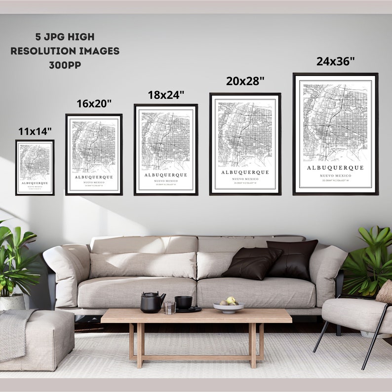Albuquerque City Map, Digital JPG Download for Gift to Your Family and ...